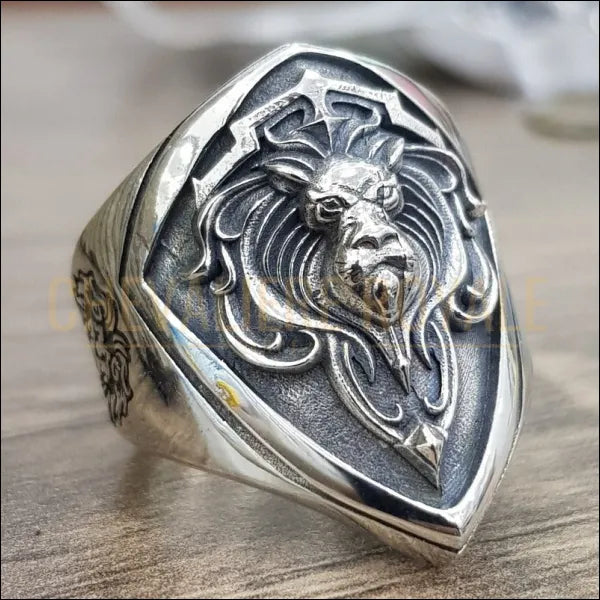 Chevalière Argent Massif - Design Unique Tête de Lion – Chevalière Royale