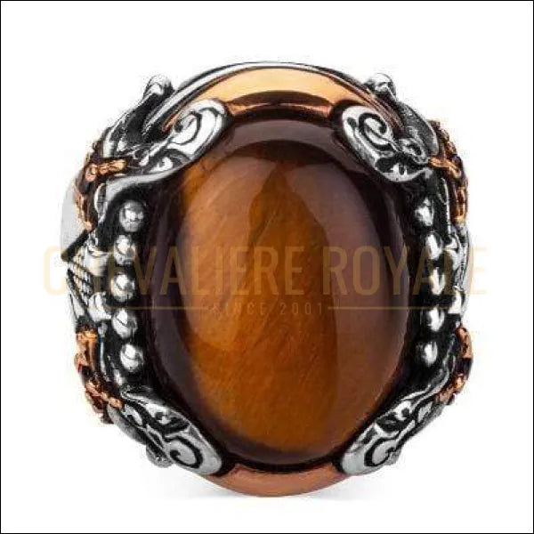 Chevalière Argent Avec Sublime Pierre Œil de Tigre – Chevalière Royale