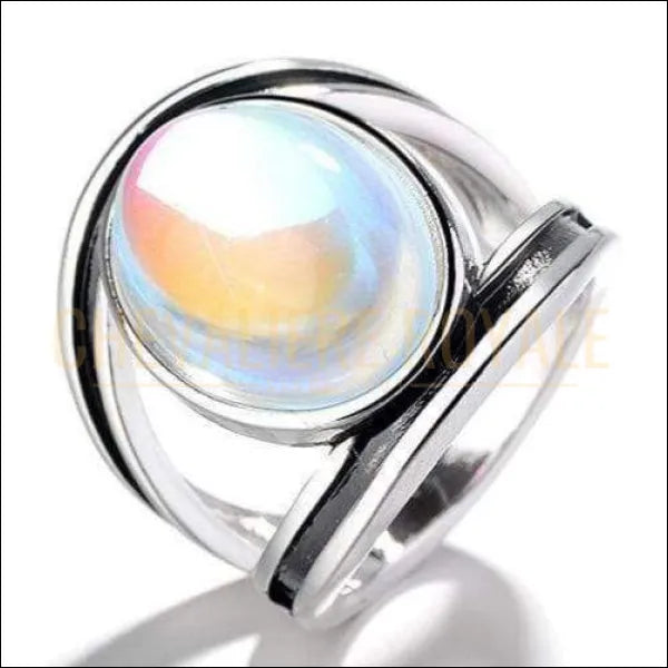 Chevalière femme en acier design moderne en verre – Chevalière Royale