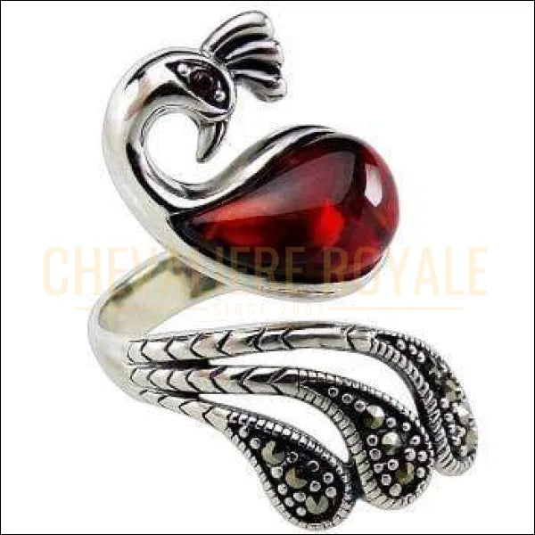 Chevalière Femme Argent Forme Oiseau Paon – Chevalière Royale